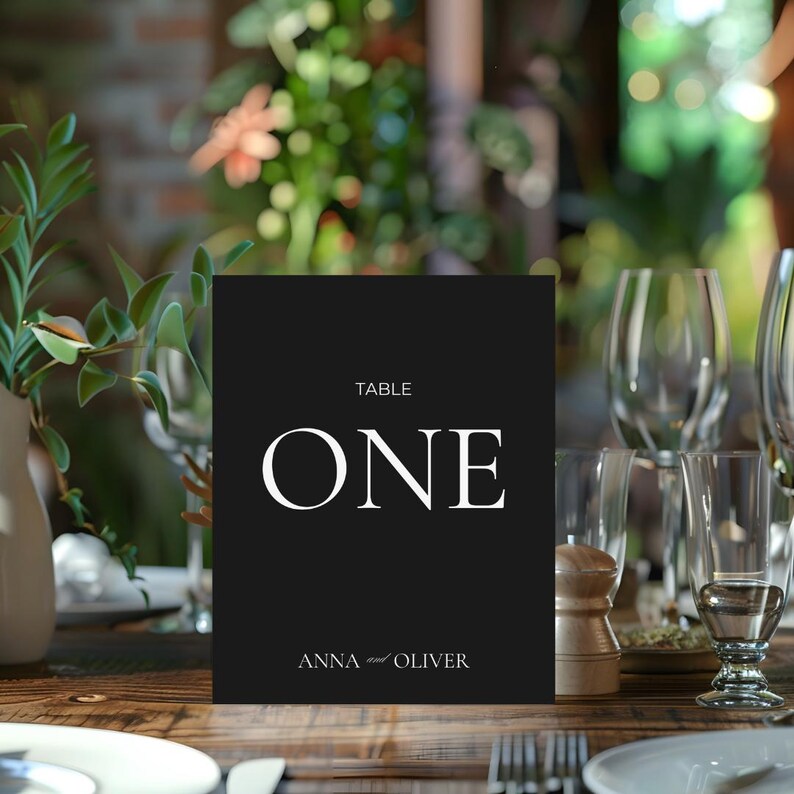 Black Table Numbers, Modern Black Wedding, Minimalist Wedding Table ...