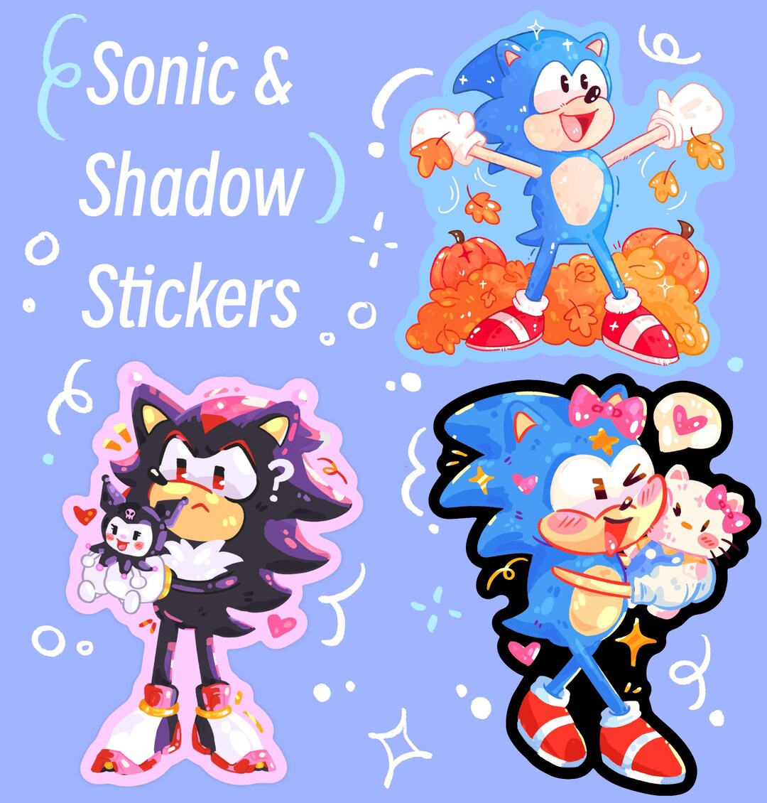 2.5 in Sonic & Shadow Stickers / Sonic the Hedgehog/ Stickers for ...