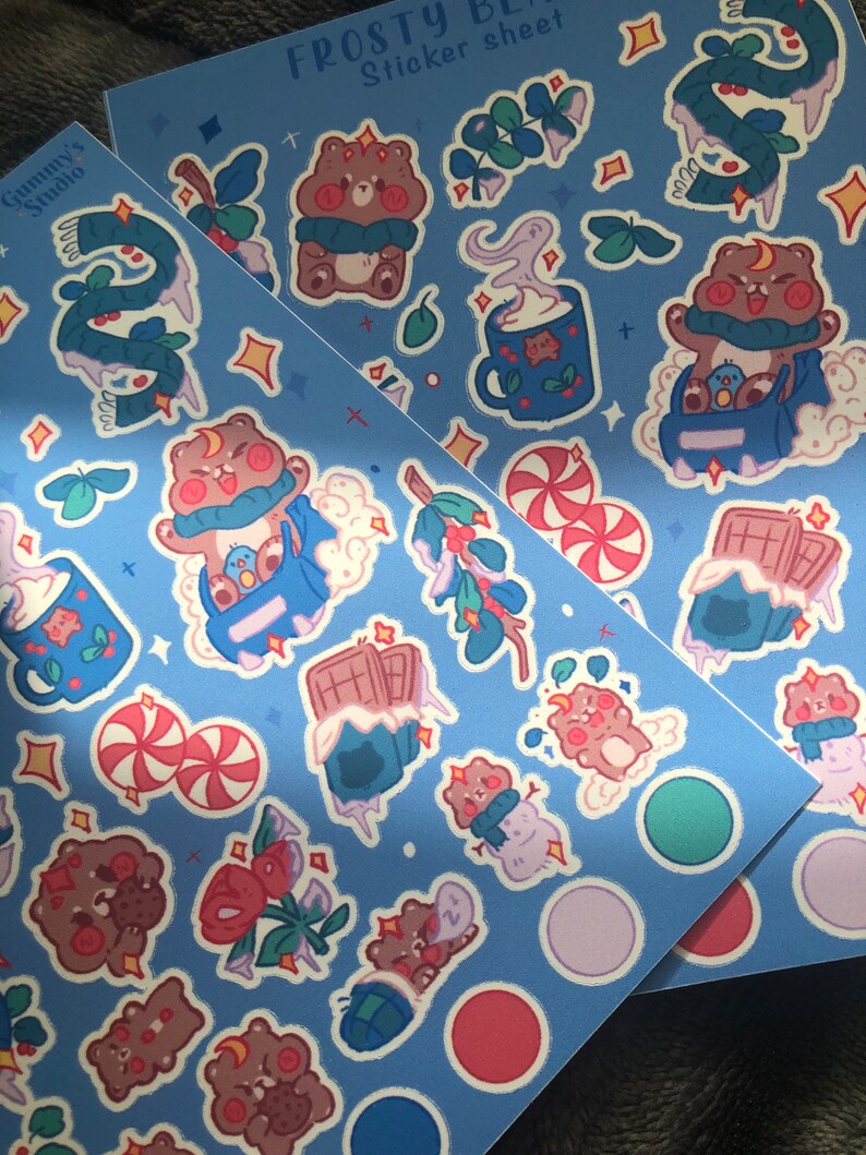Sticker Sheet/ Frosty Bears / Cute Winter Sticker Sheet/ Winter ...