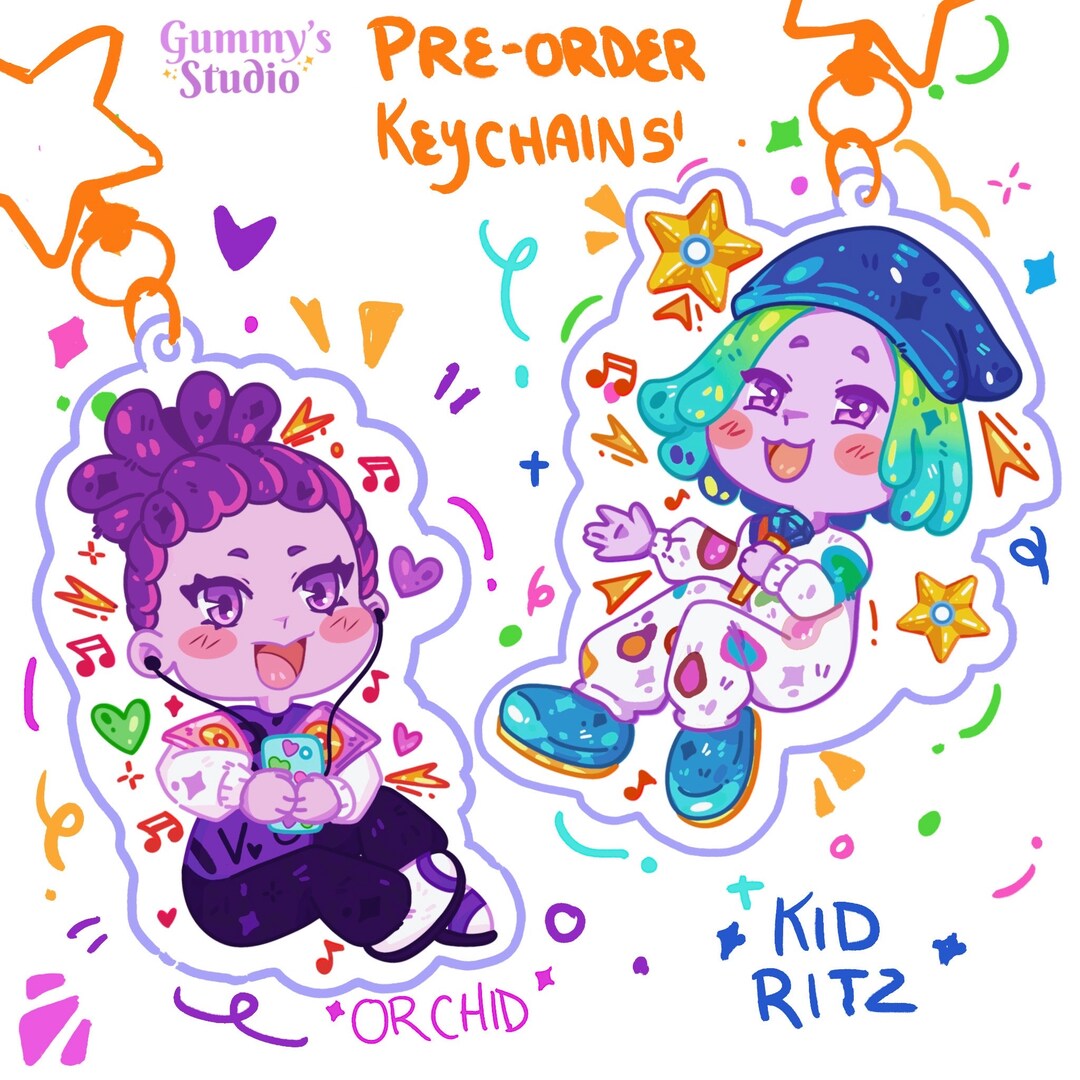 PRE ORDER 3 In. Orchid and Kid Ritz Keychains / TROLLS 3/ Double Sided ...