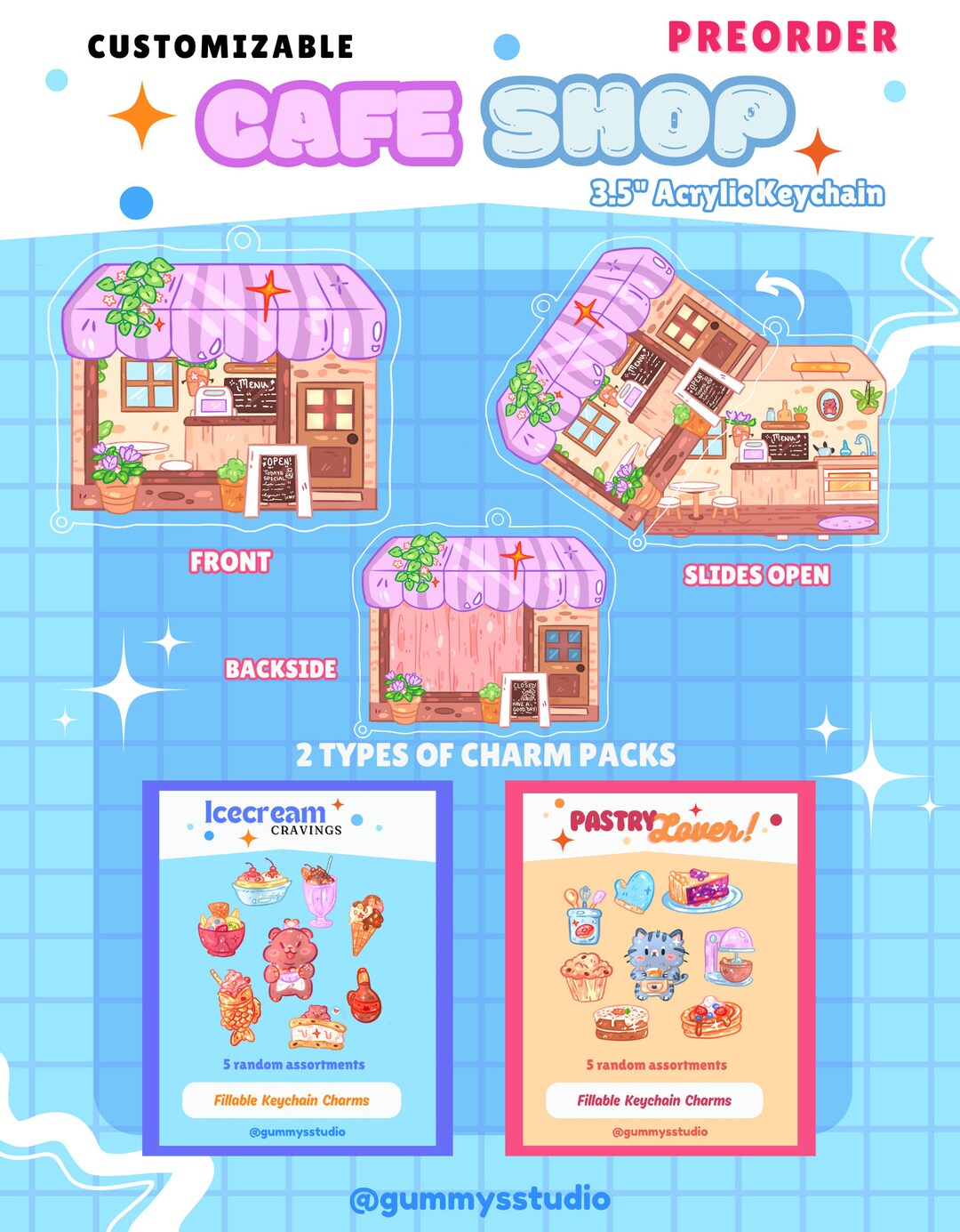 PRE- ORDER 3.5 In. Shaker Keychain /customizable/ Cafe Shop/ Charms ...