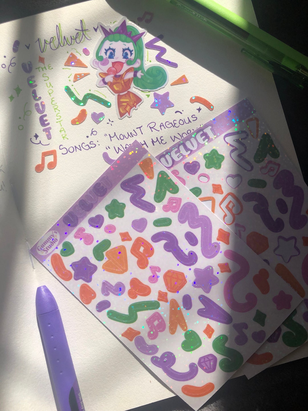 Velvet and Veneer Journal Sticker Sheet/ Trolls 3 / Trolls 3 Velvet ...