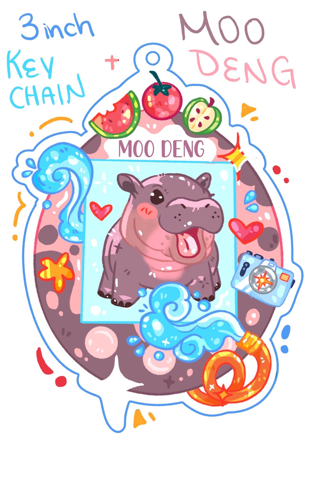 PRE- ORDER 3 In. Moo Deng Tamagotchi Keychain / Moo Deng/ Hippo ...