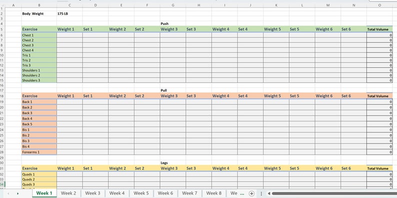 Customizable Push Pull Legs Workout Template - Etsy