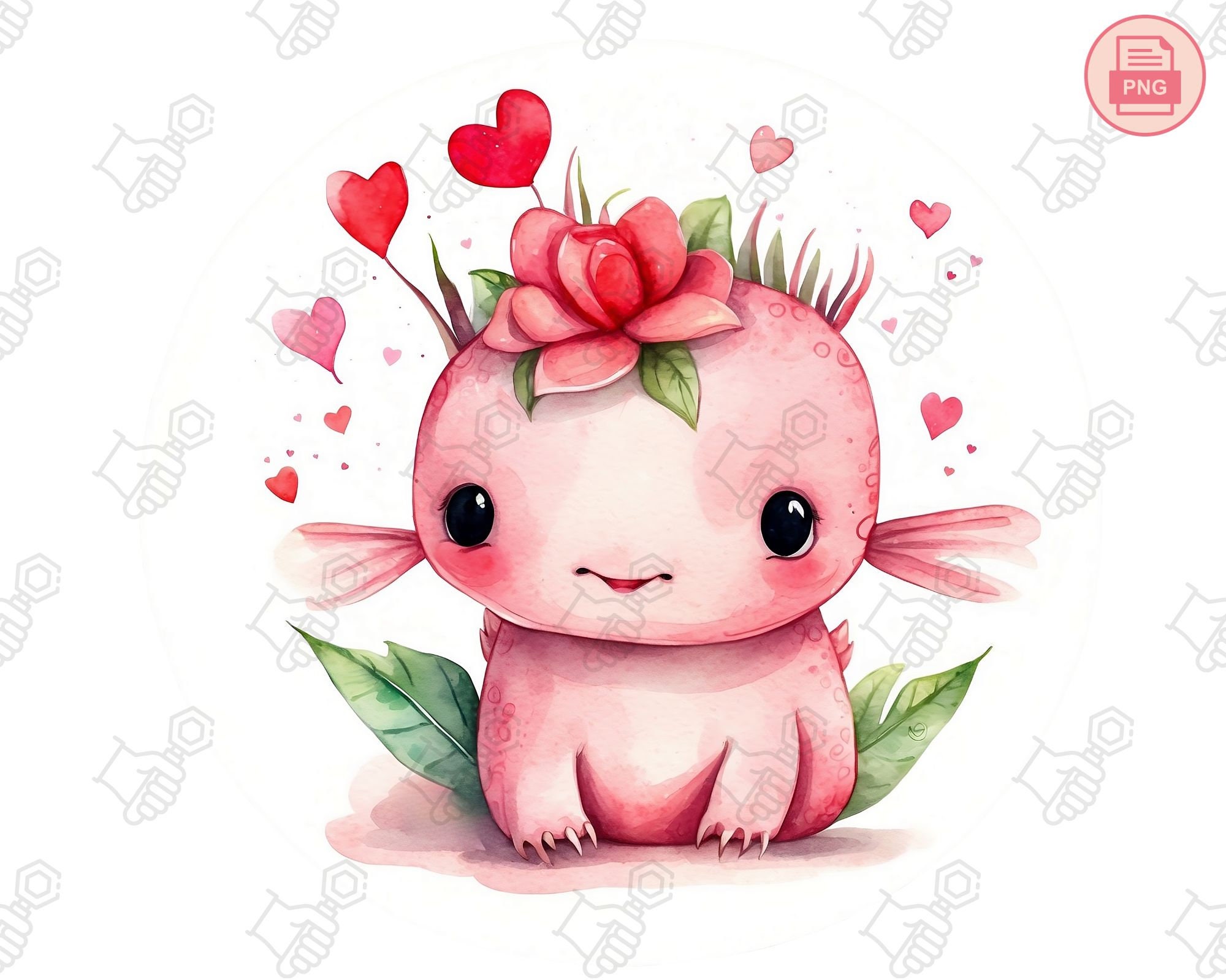 Whirlpool of Love: Axolotl Valentine PNG Dive Into a Romantic ...