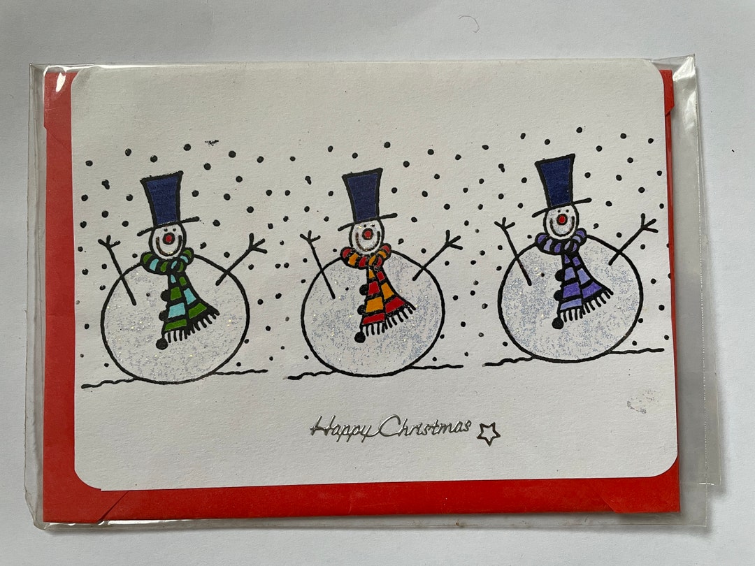 Merry Christmas Snowmen Card - Etsy