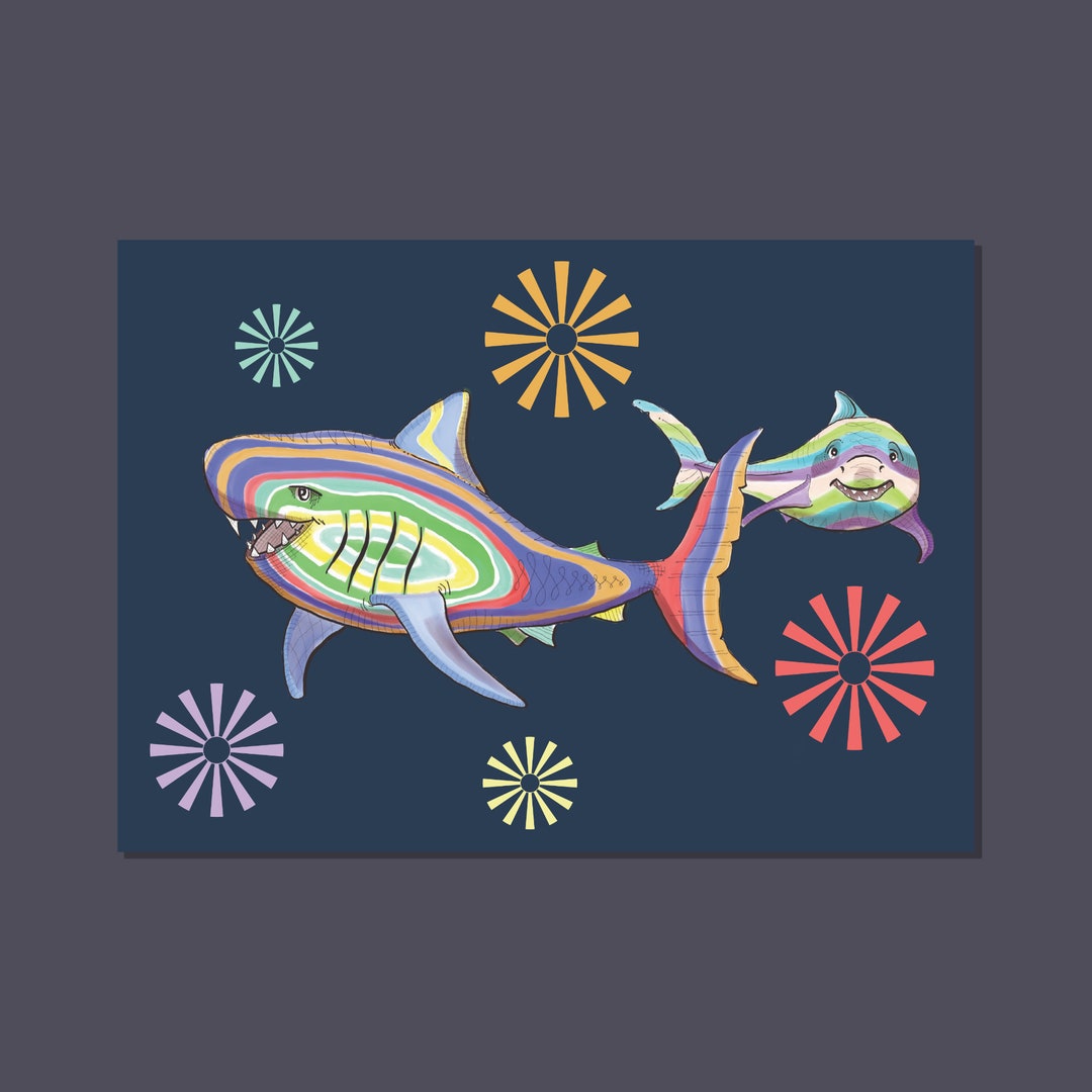 Let's Celebrate Shark Card A30 / Cute Shark Card/ Ocean Lover Card ...