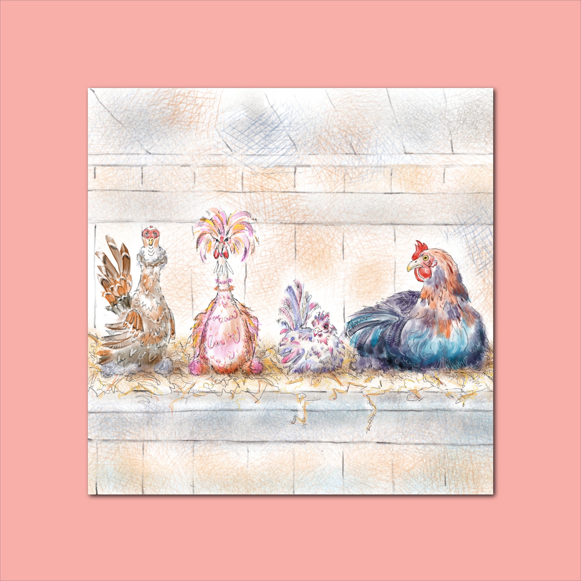 Celebrating Style SQ7 / Funny Chicken Card/ Blank Card/ Chicken ...