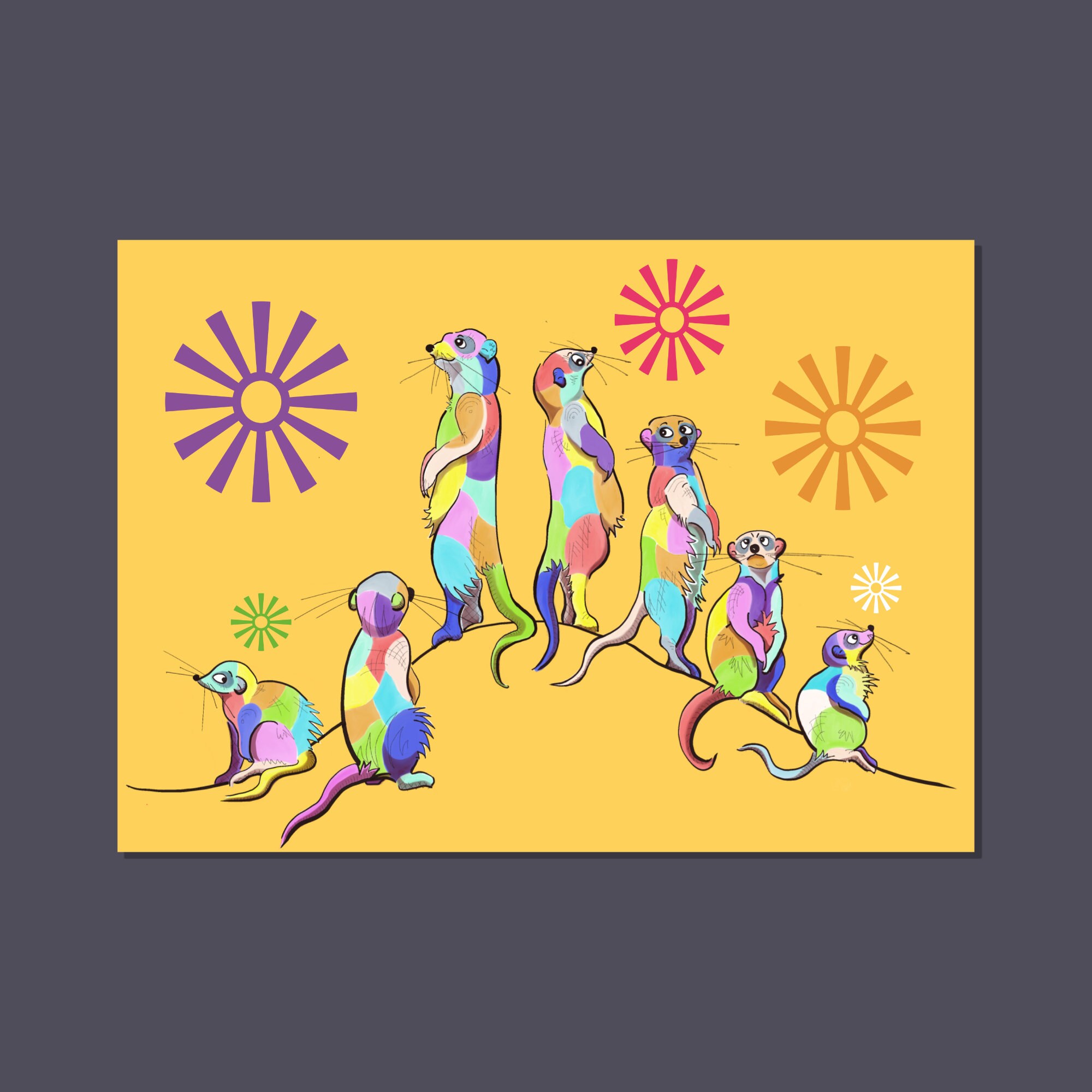 Meerkats Celebrate Card A18 / Cute Meerkats Card/ Blank Funny Animal ...