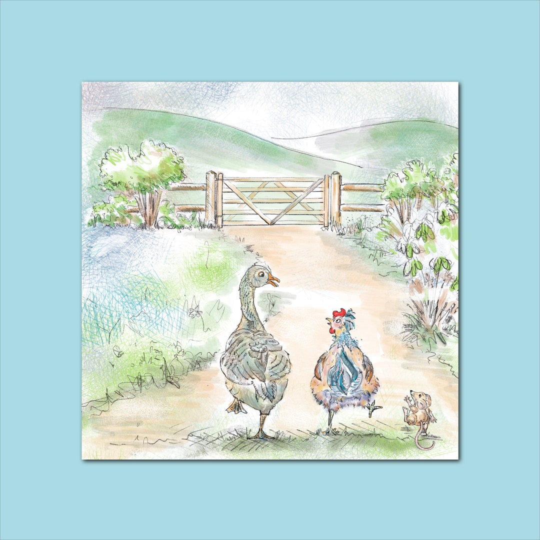 Together SQ1 / Funny Chicken Card / Blank Card / Chicken Birthday Card ...