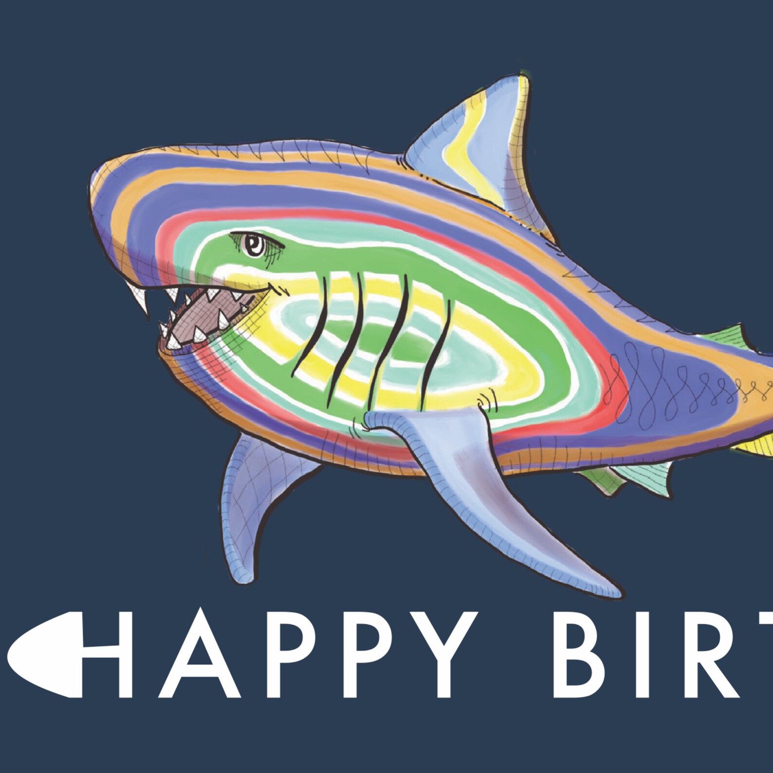 Shark Happy Birthday Card A28 / Cute Shark Card / Ocean Lover Card ...