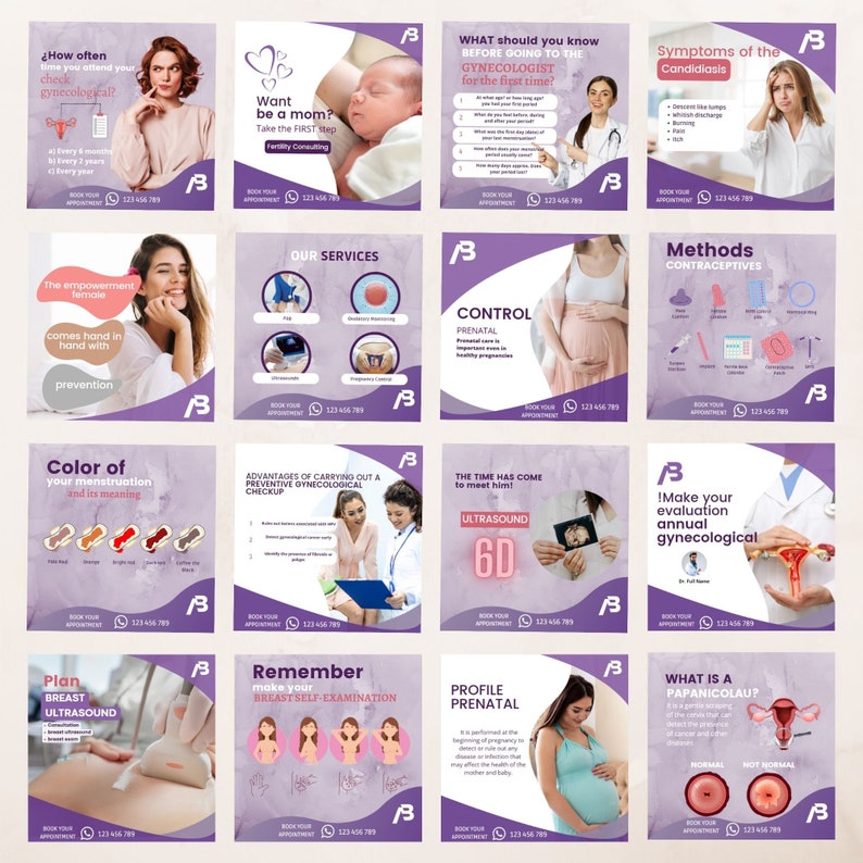 Professional Obstetrics and Gynecology Social Media Kit: Canva ...