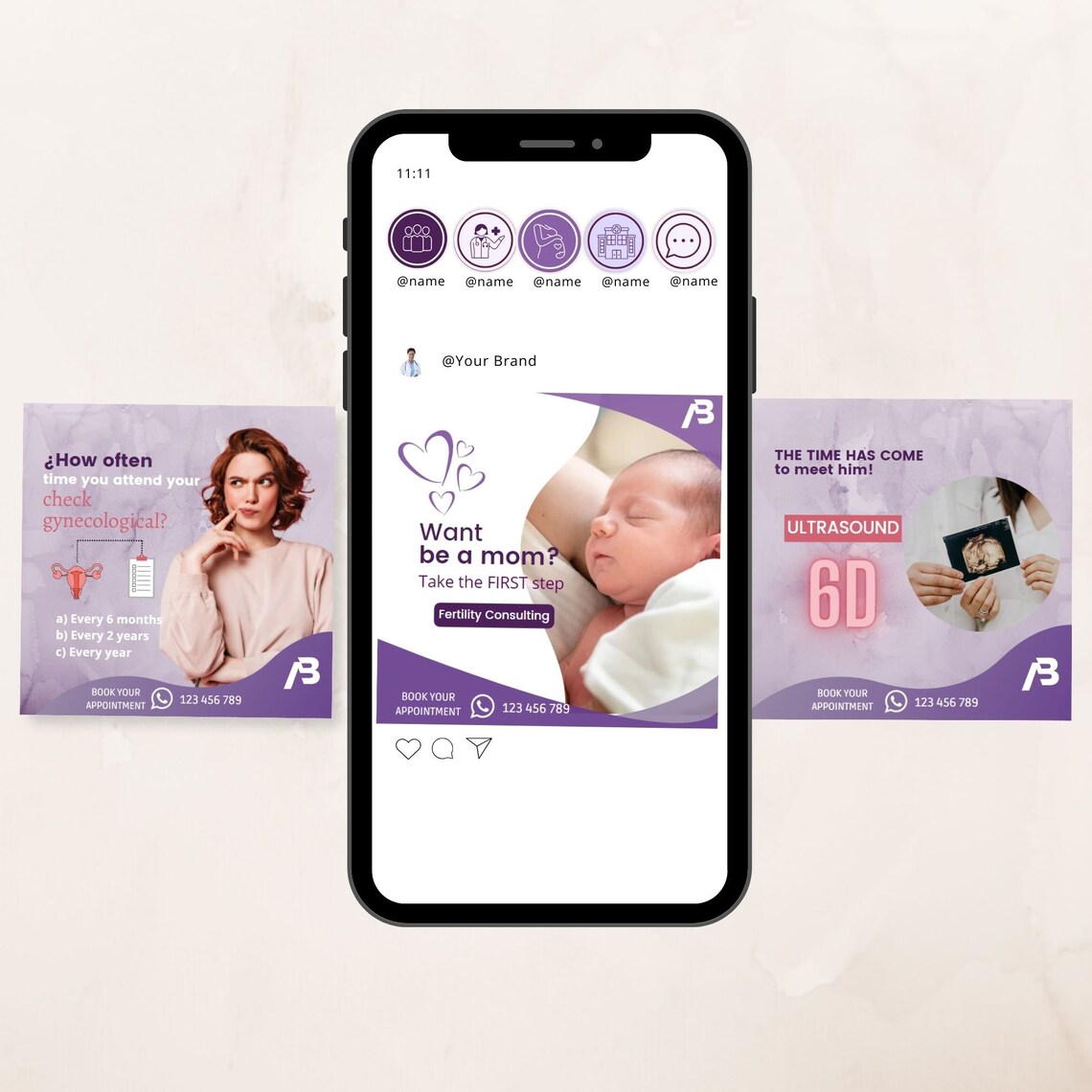 Professional Obstetrics and Gynecology Social Media Kit: Canva ...