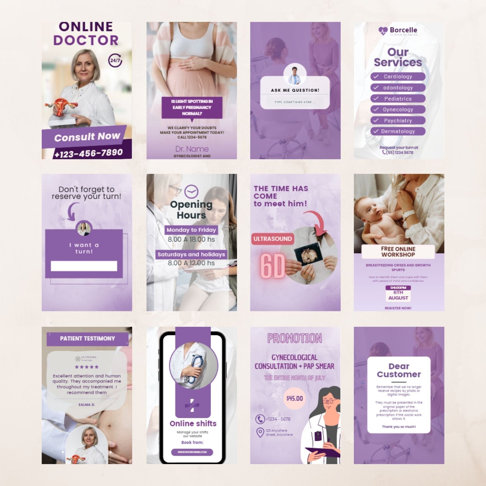 Professional Obstetrics and Gynecology Social Media Kit: Canva ...