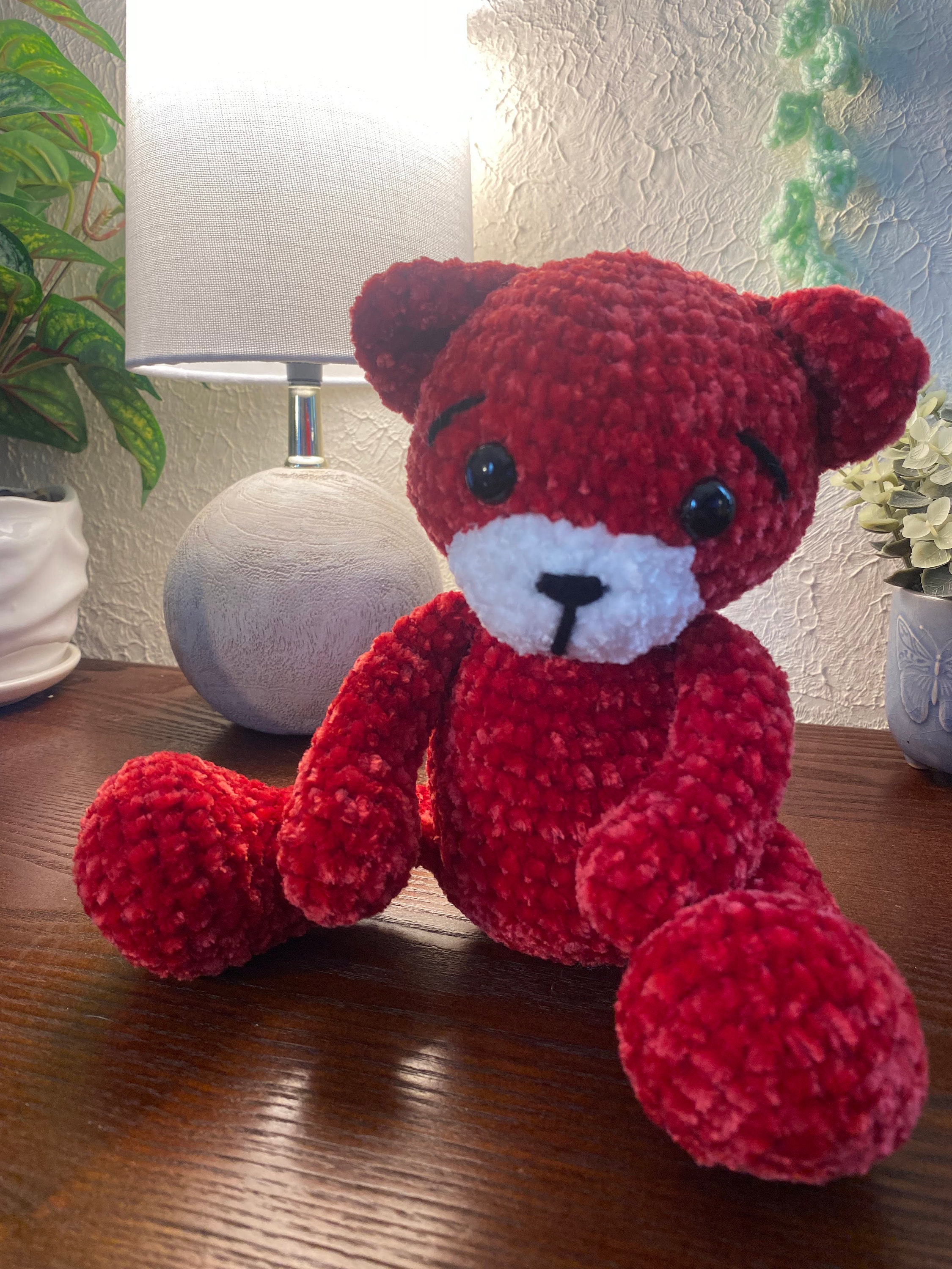 Velvet Crochet Stuffed Teddy Bear - Etsy