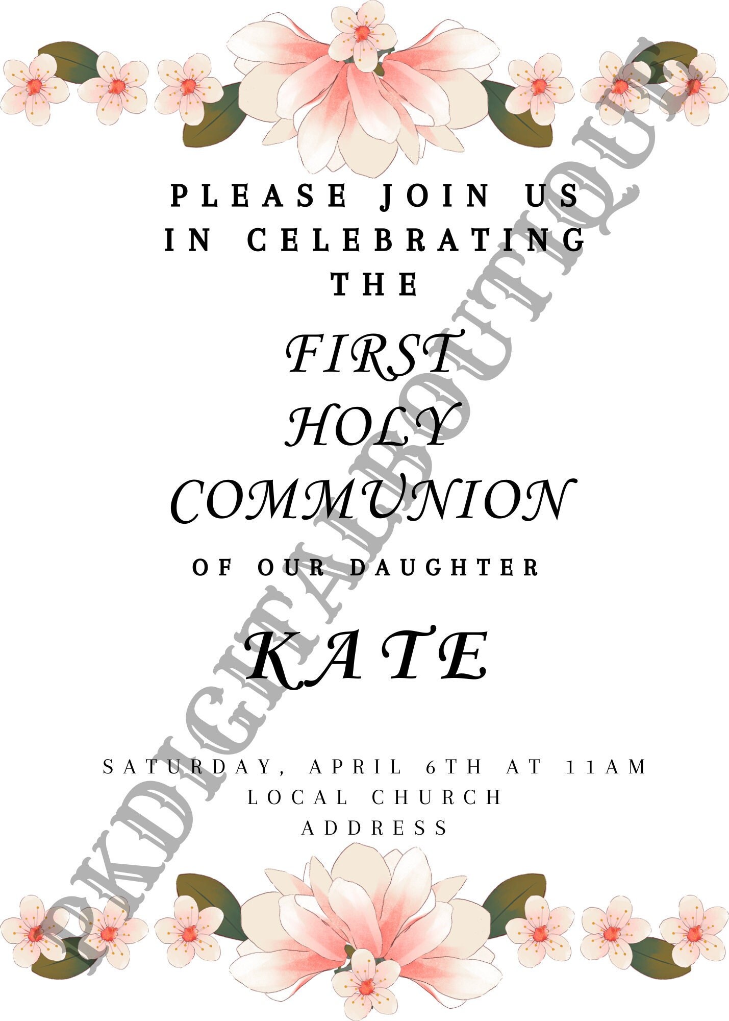 First Holy Communion Pink Flowers - Etsy