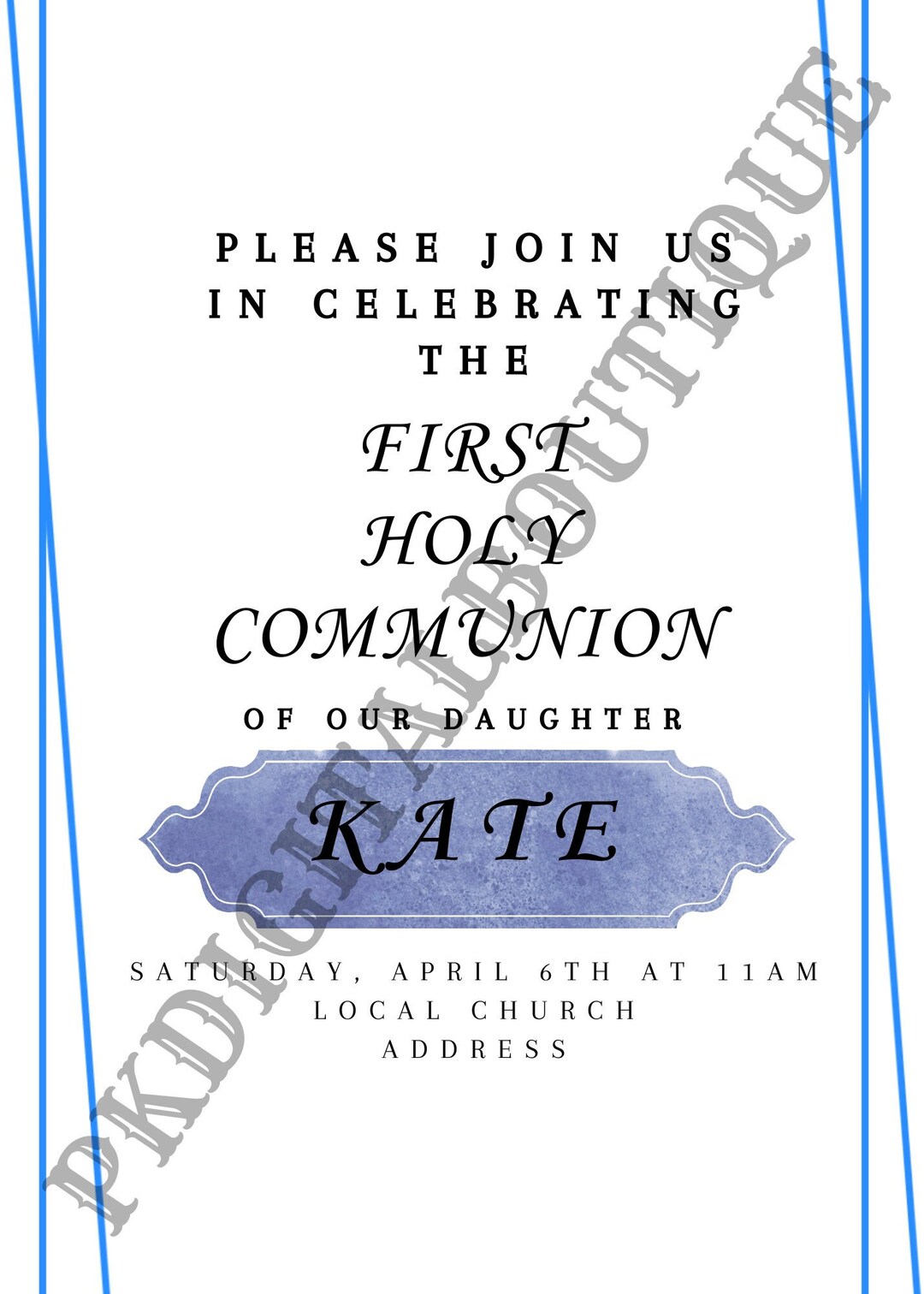 First Holy Communion Blue Border - Etsy