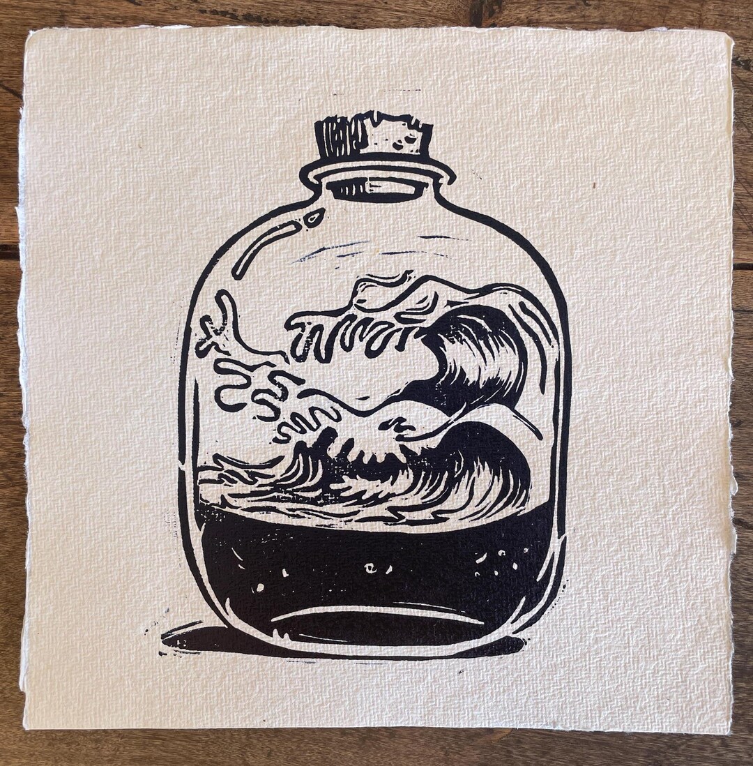 Bottled Water. Linoleum Engraving. Linocut. Hand-made Printing - Etsy