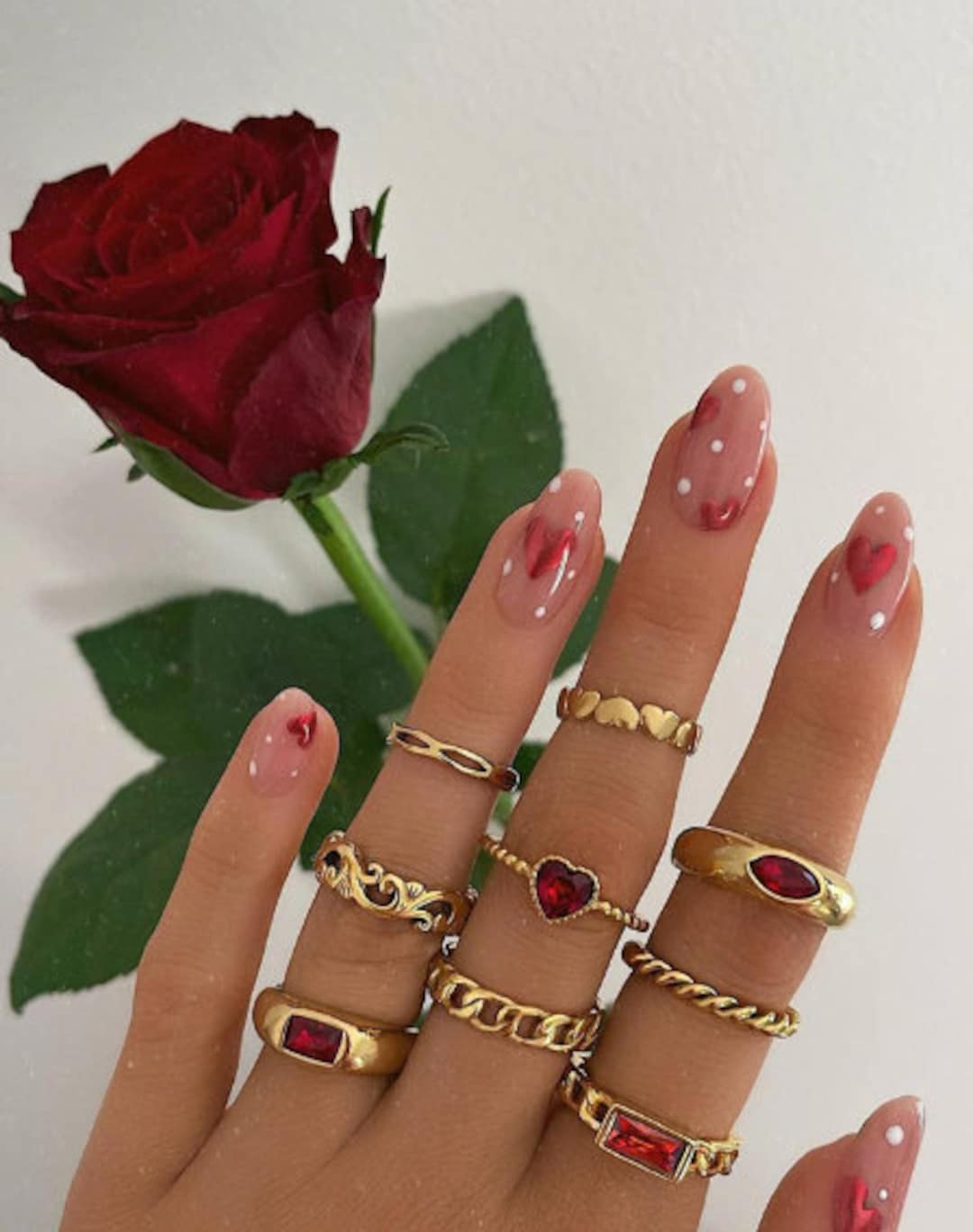 Lovely Vintage Ring Set,heart Shape,aesthetic Gift for Woman,jewerly ...