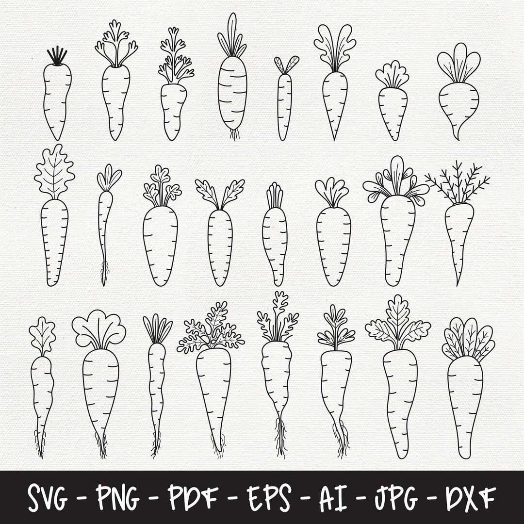 Carrot Clipart Bundle: Vegetable SVG Files for DIY Crafts (digital ...