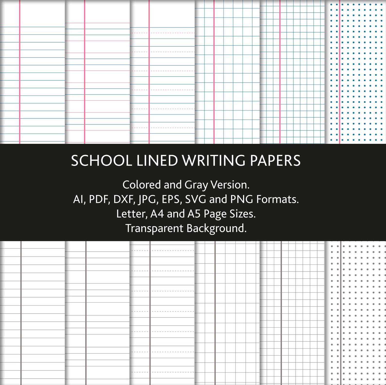 Lined Writing Papers Svg, Notebook Lined Paper Svg, School Paper, Lined ...