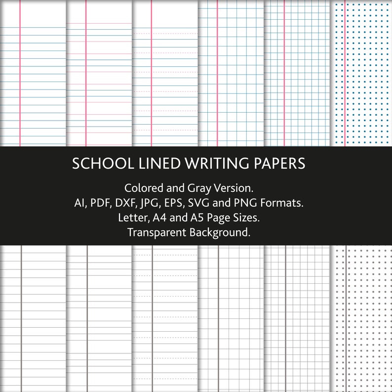 Lined Writing Papers Svg, Notebook Lined Paper Svg, School Paper, Lined ...