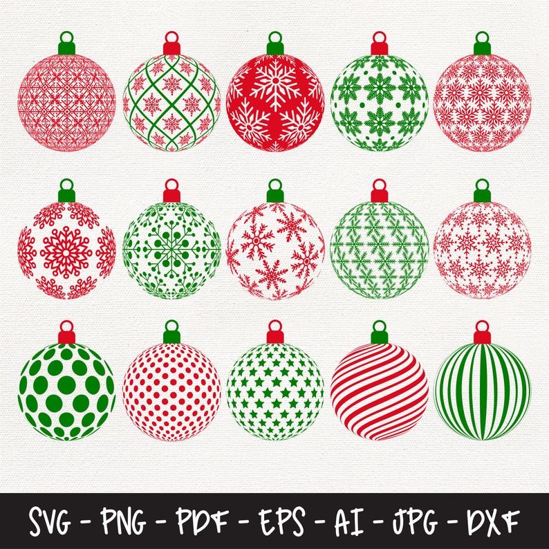 Christmas Ball Bundle Svg, Colored Christmas Ball Png, Decorative ...