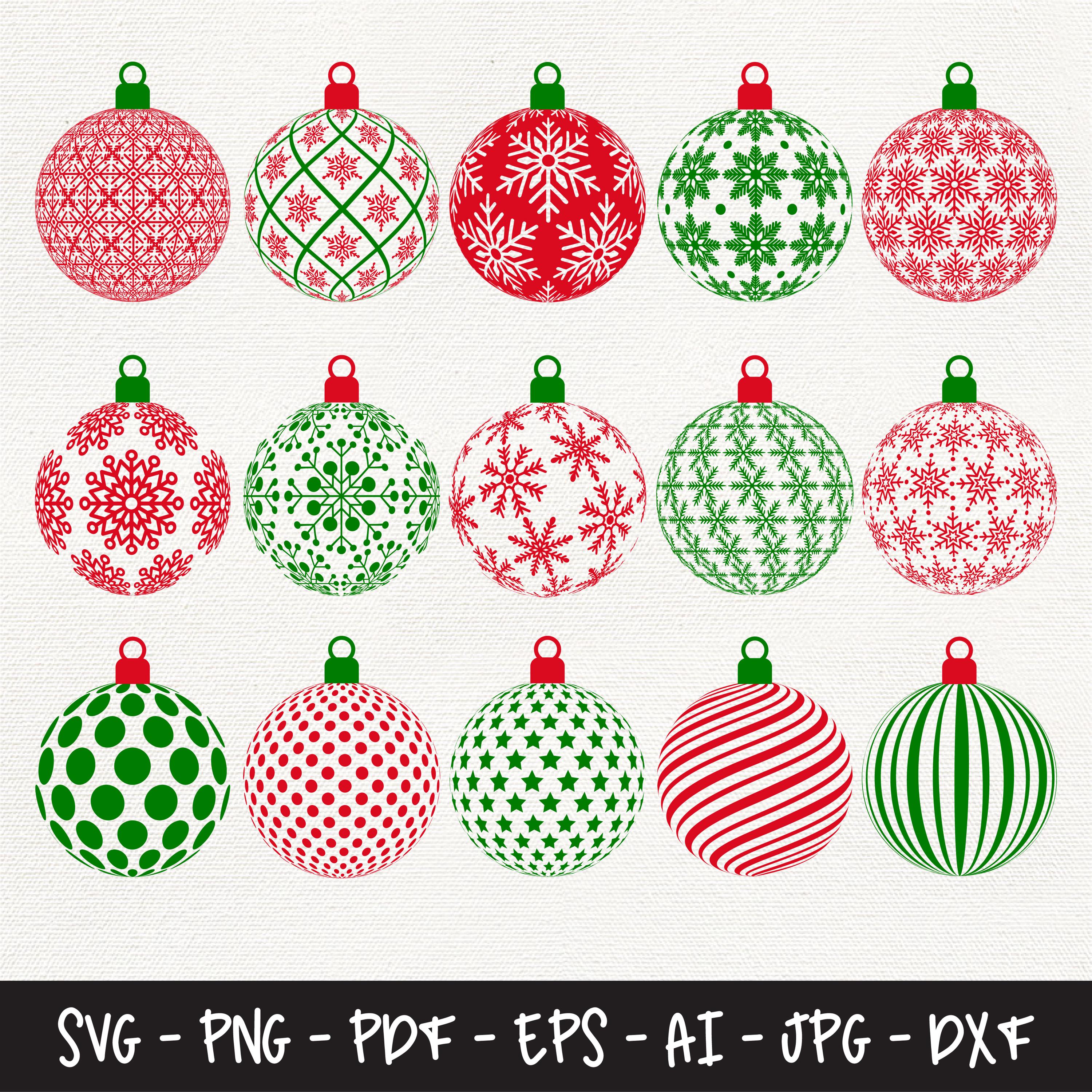 Christmas Ball Bundle Svg, Colored Christmas Ball Png, Decorative ...