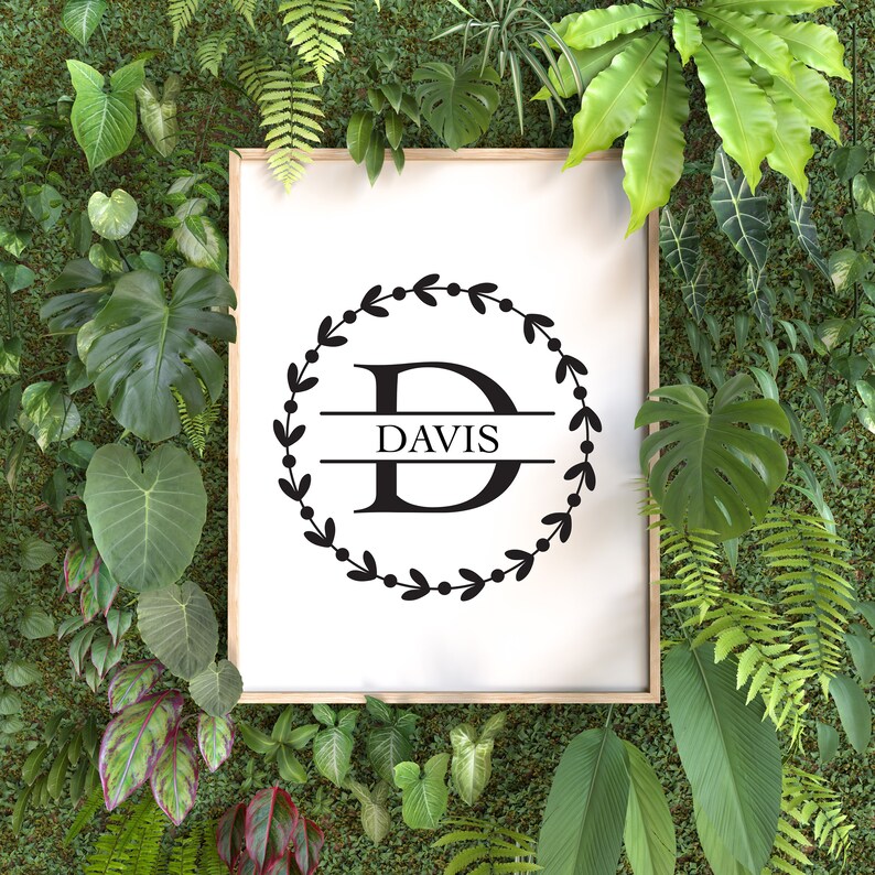 Name Wreath Svg Bundle, Wreath Bundle Svg, Split Monogram Svg, Dxf ...