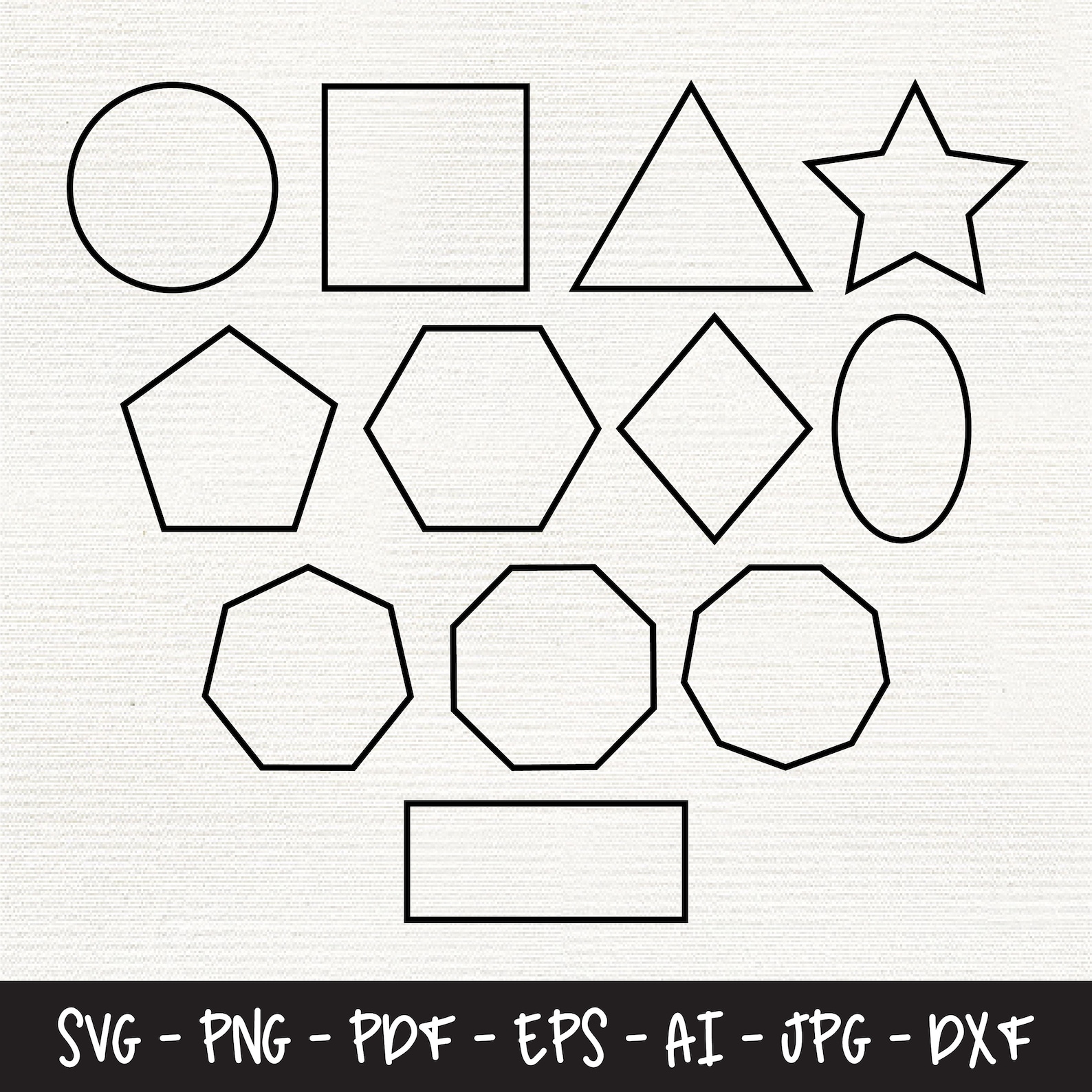 Basic Shapes SVG Bundle, Geometric Shapes Vector, Shape Outlines, Back ...