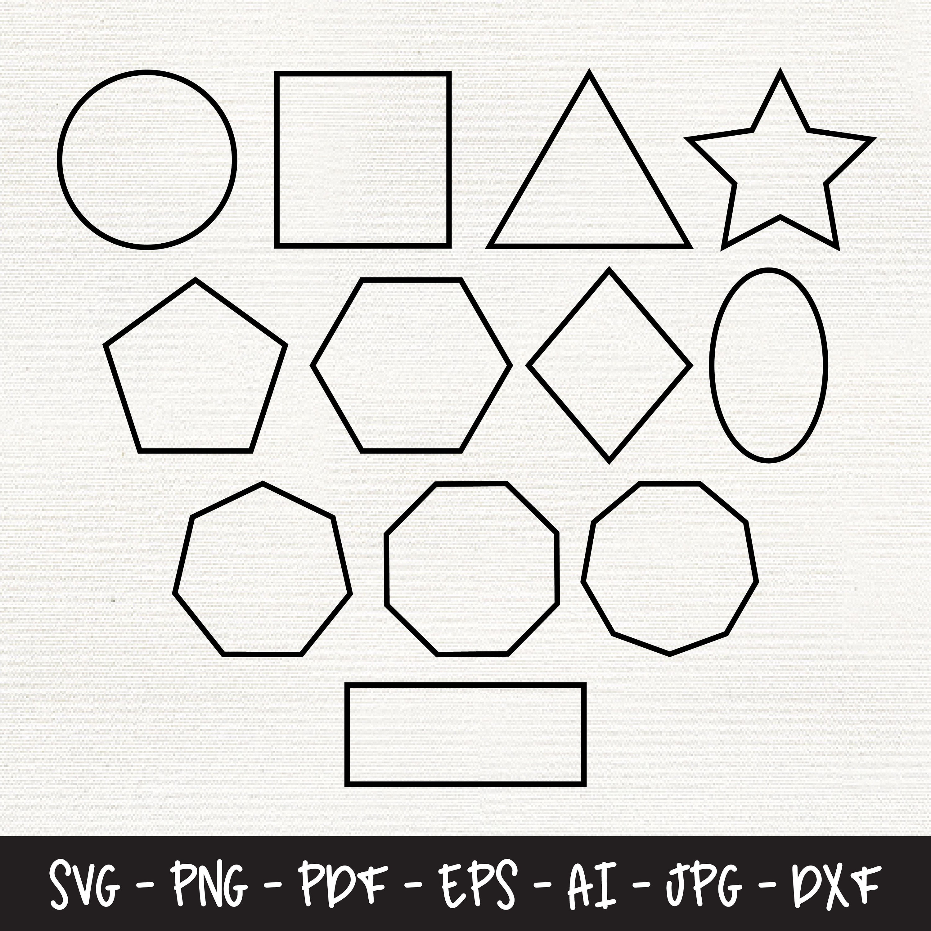 Basic Shapes SVG Bundle, Geometric Shapes Vector, Shape Outlines, Back ...