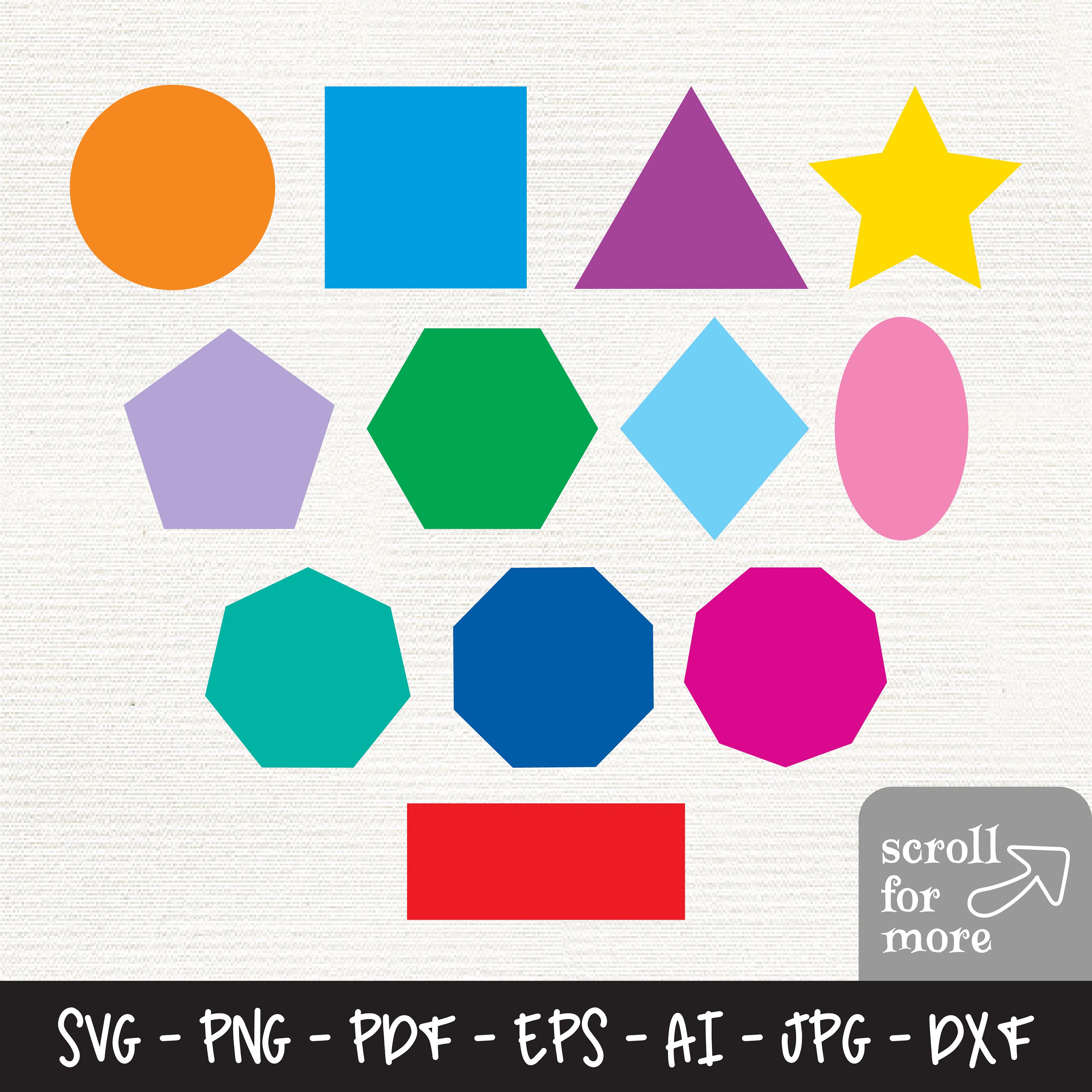 Basic Shapes SVG Bundle, Geometric Shapes Vector, Shape Outlines, Back ...