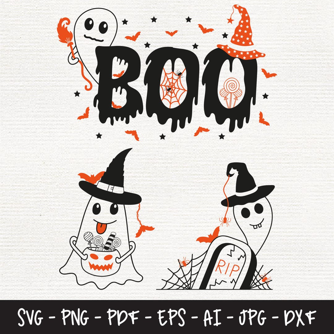 Halloween Ghost SVG, Boo Svg, Ghost Clipart, Ghost Cut Files, Dxf Files ...