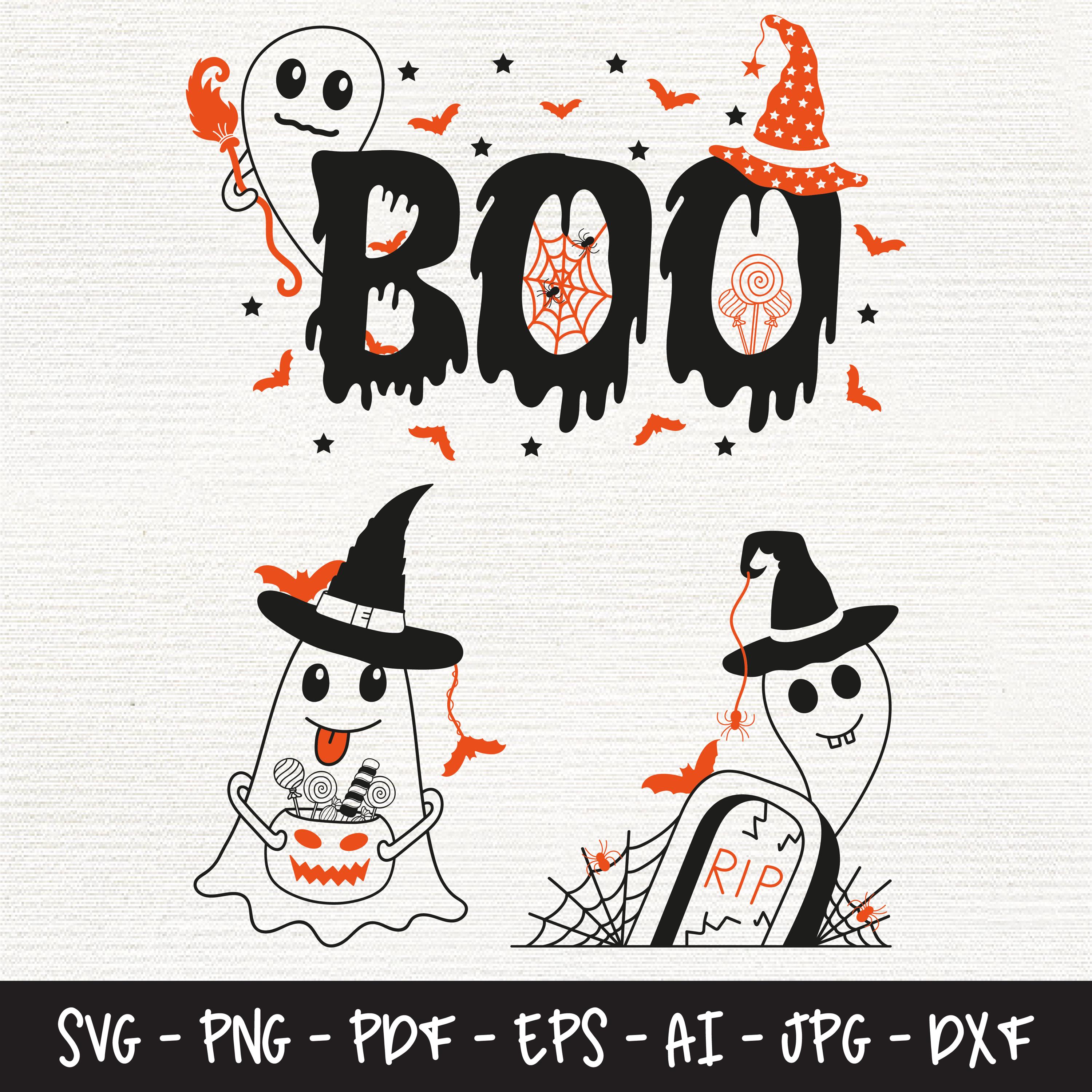 Halloween Ghost SVG, Boo Svg, Ghost Clipart, Ghost Cut Files, Dxf Files ...