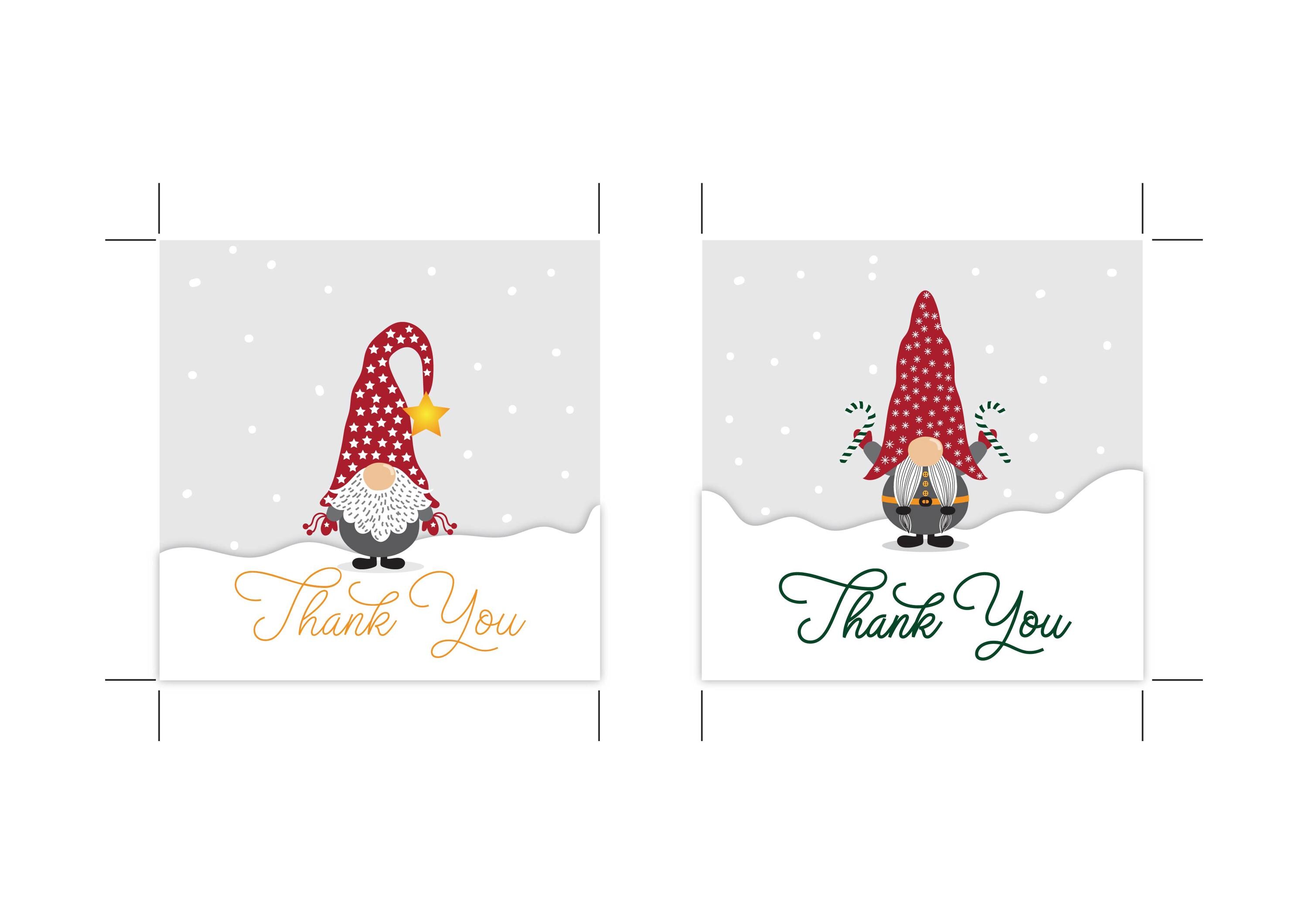Printable Christmas Gnome Thank You Cards (PDF, PNG, JPG) - Etsy