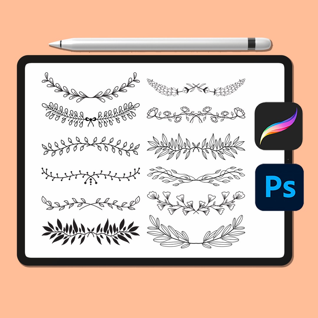 Procreate Text Divider Brushes, PART 3, Lavender Borders Stamps ...