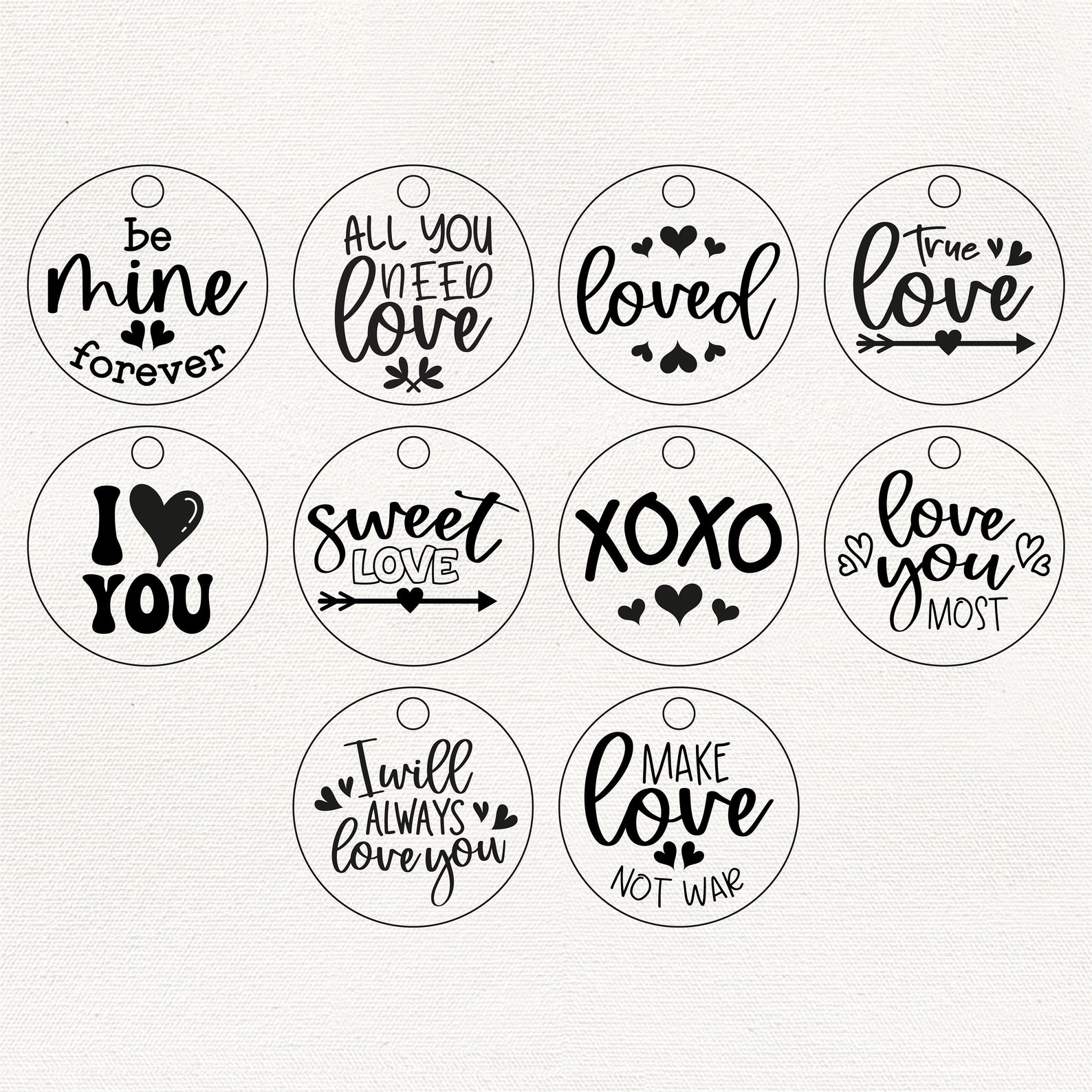 Round Keychain Svg Bundle, Valentines Day Keychain Svg, Love Svg, Love ...