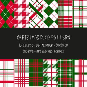 Christmas Plaid Digital Paper: Seamless Holiday Patterns (digital ...