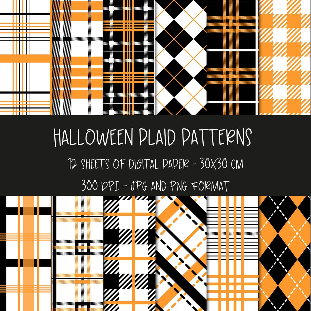 Halloween Plaid Digital Paper: Scrapbook Backgrounds (PNG, JPG) - Etsy