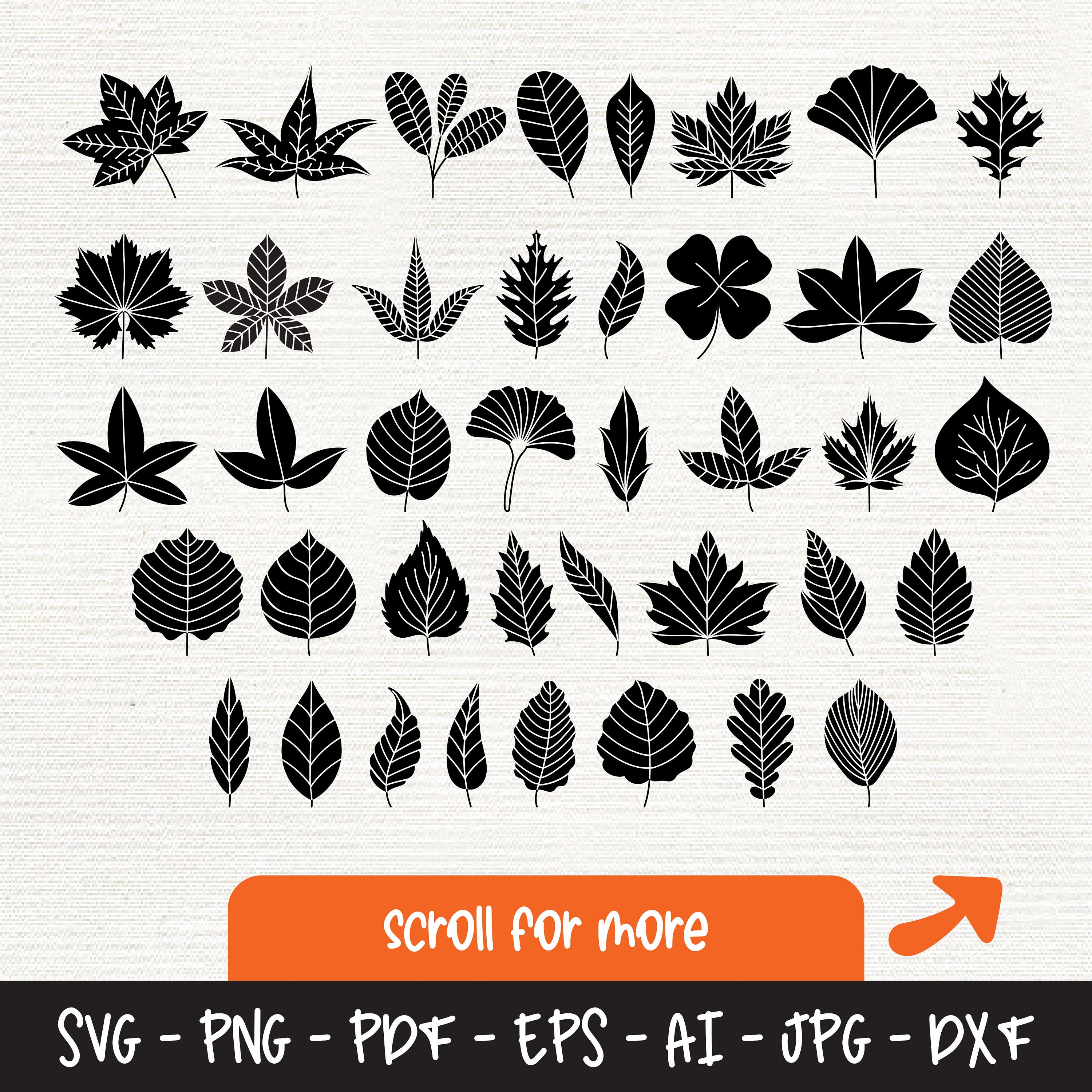 Leaves Svg Bundle Part 2, Leaf Svg, Leaves Clipart, DXF Files for Laser ...