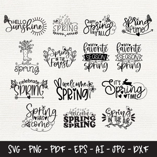 Hello Spring Clip Art - Etsy