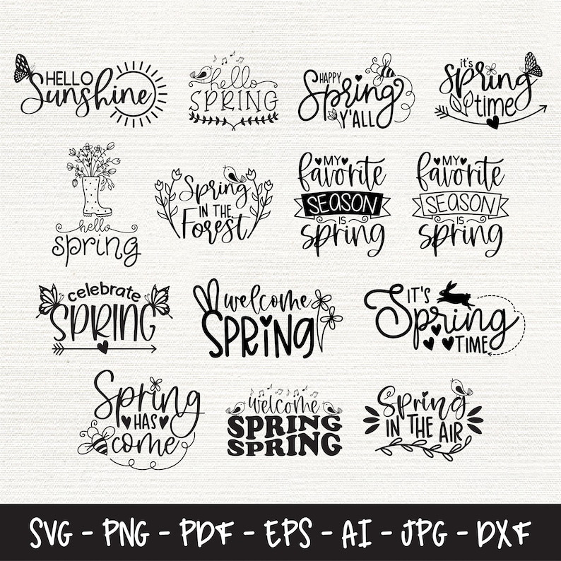 Spring Quotes SVG Bundle: Hello Spring Designs (digital Download) - Etsy
