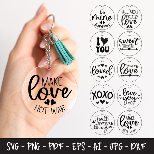 Hotel Keychain Svg Bundle, Valentines Day Keychain Svg, Love Svg, Love ...