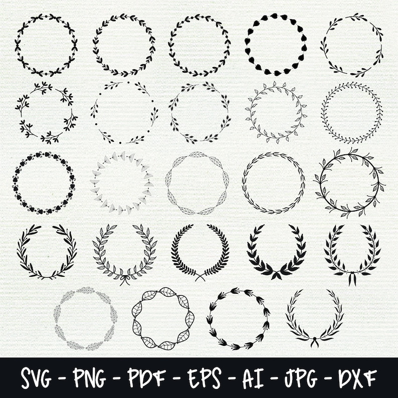 Wreath Svg Bundle, Floral Wreath Svg, Wedding Wreath Svg, Circle Frame Svg, Dxf Files for Laser ...