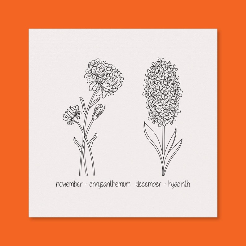 Birth Month Flower Stamps: Procreate & Photoshop Brushes (digital ...