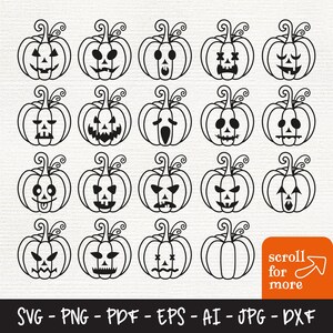 Halloween Pumpkin Silhouette SVG Bundle: Fall Cutting Files (digital ...