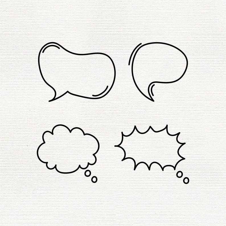 Speech Bubbles SVG Bundle: Cartoon Word Outline (digital Download) - Etsy