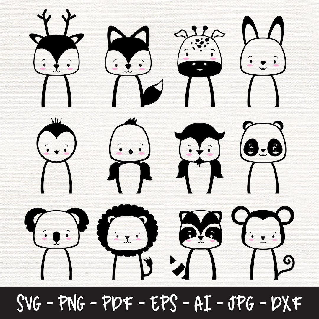 Animal Svg Bundle, Animal Svg, Doodle Svg, Cute Animal Svg, Animal ...