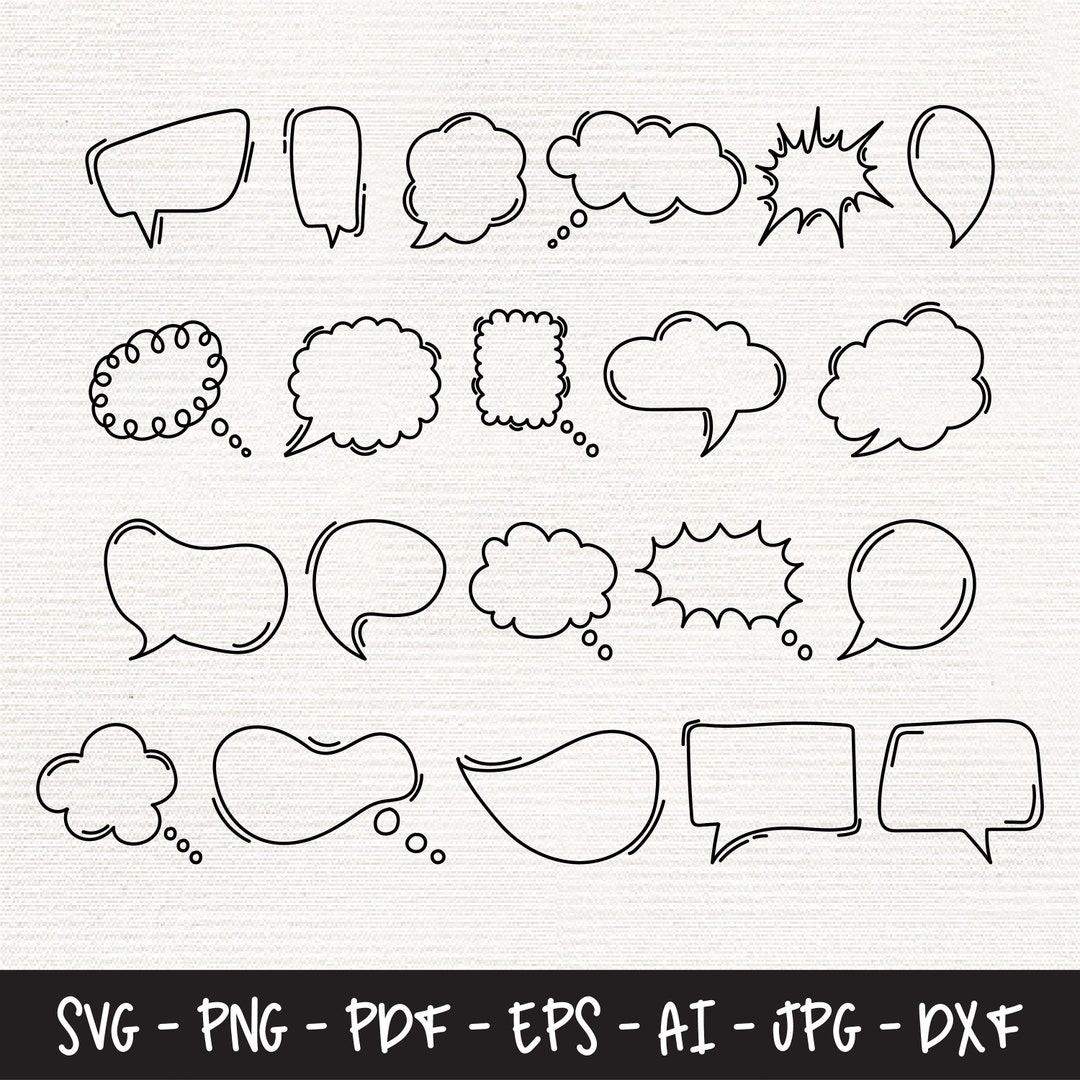 Speech Bubbles SVG Bundle: Cartoon Word Outline (digital Download) - Etsy