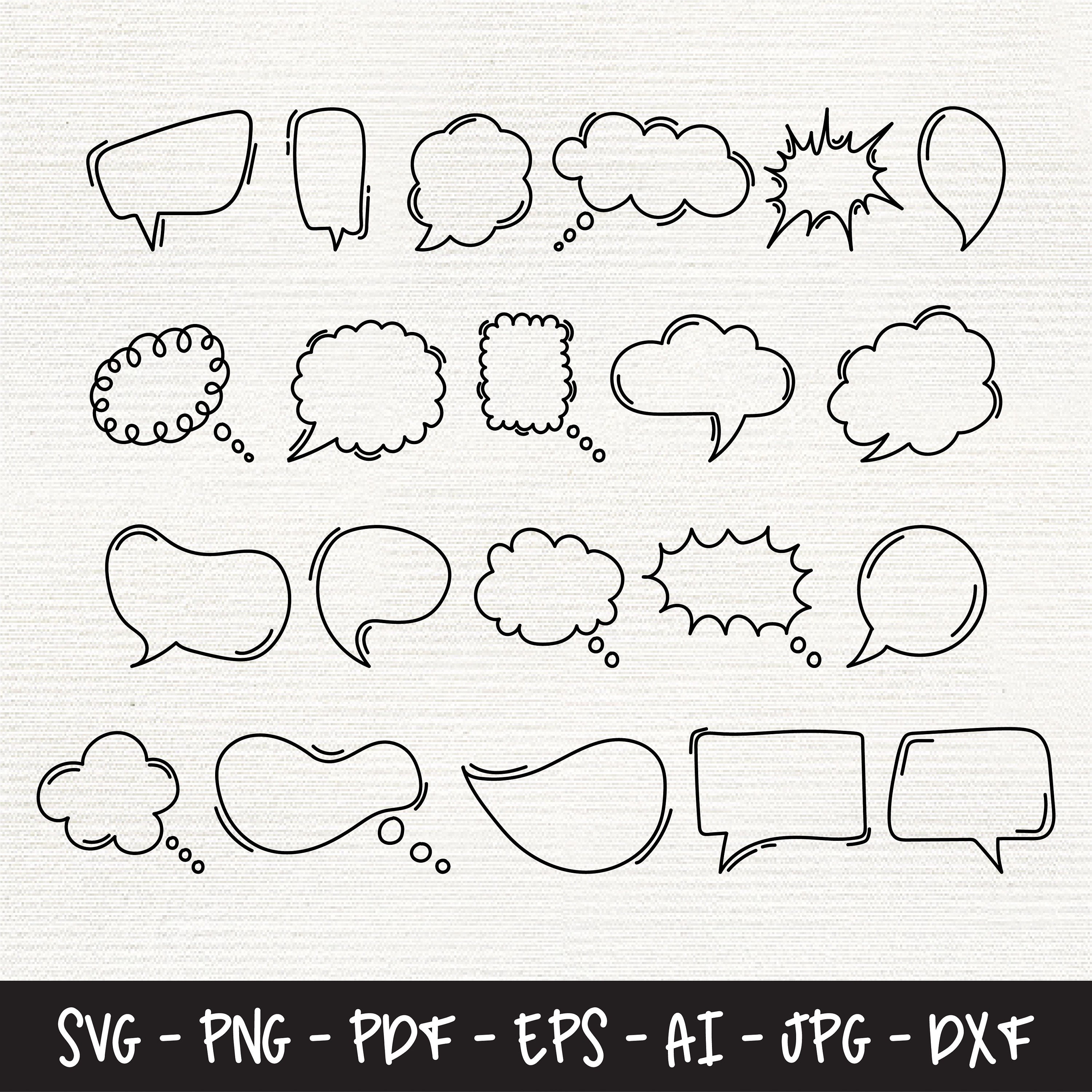 Speech Bubbles Svg Bundle, Word Bubbles, Cartoon Speech, Speech Bubble ...